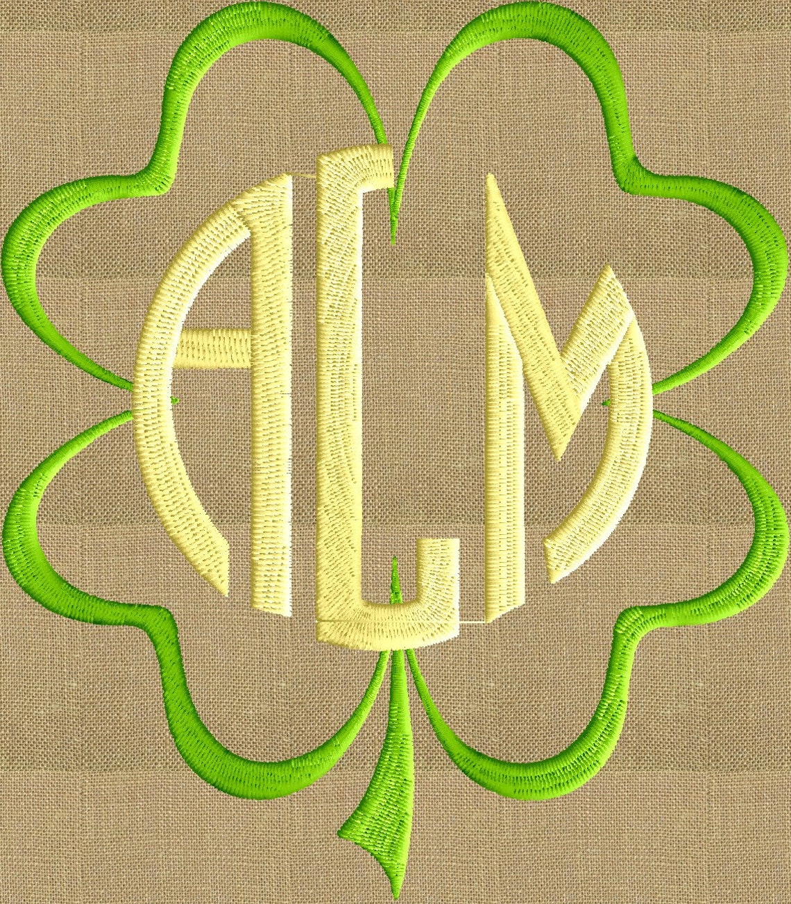 Shamrock four leaf clover Font Frame Monogram Embroidery | Etsy