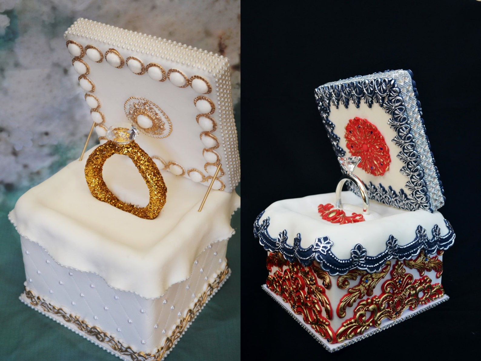 Custom Faux Ring Box Cake for Engagement Party | Etsy