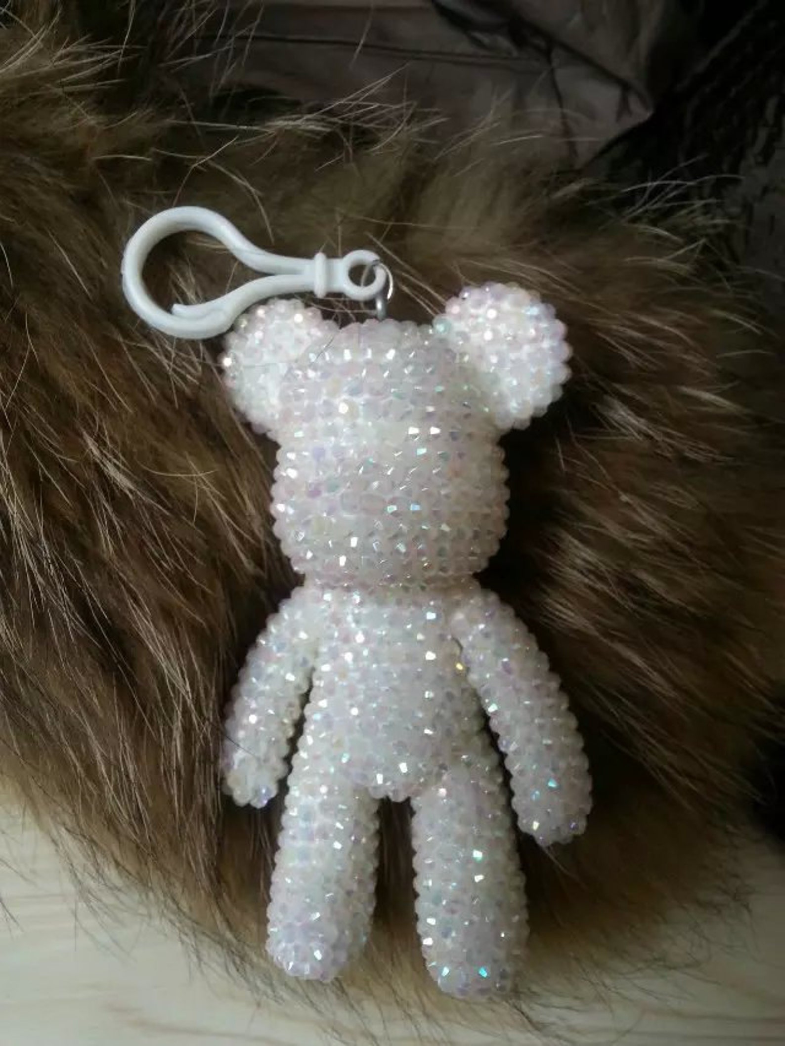 Rhinestone Crystal Bear Charm Keychain | Etsy