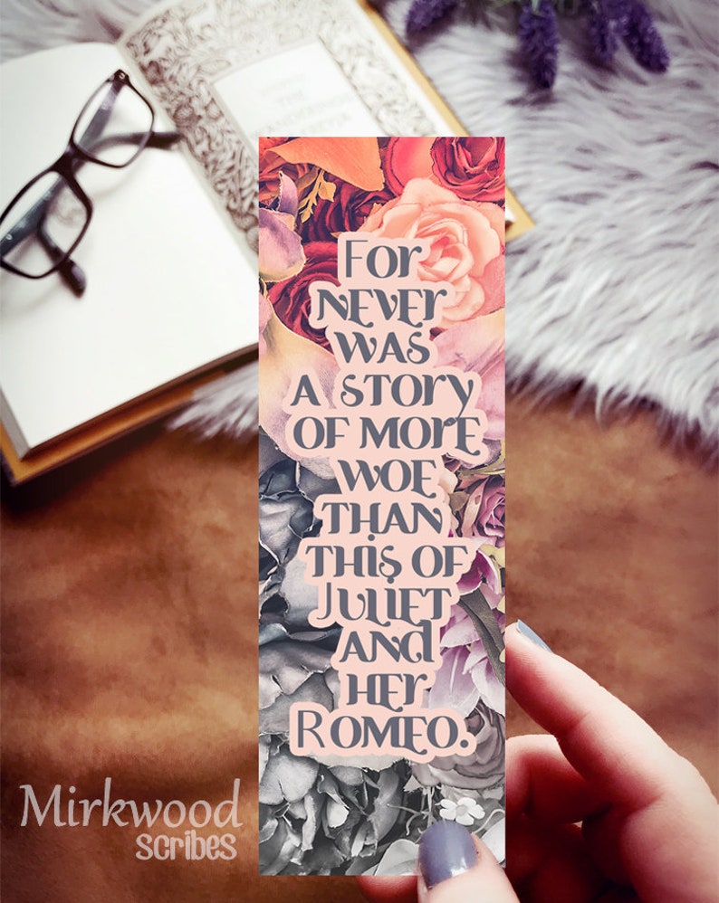 Romeo and Juliet Bookmark Shakespeare Bookmark Literary | Etsy