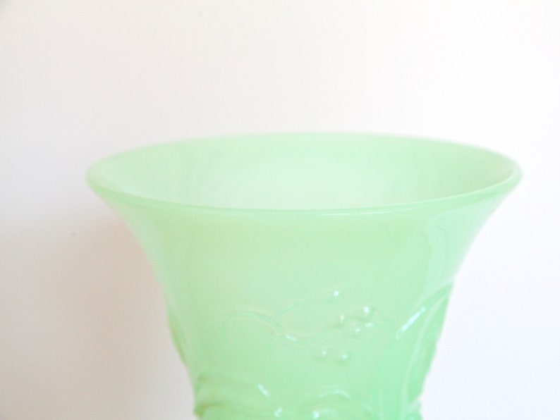 Vintage Large Mint Green Glass With Relief Vase Tall Urn | Etsy