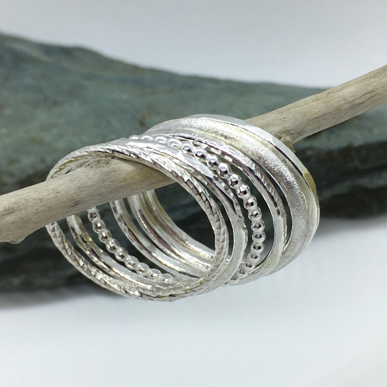 Sterling silver stacking rings set Stackable ring set 925 | Etsy