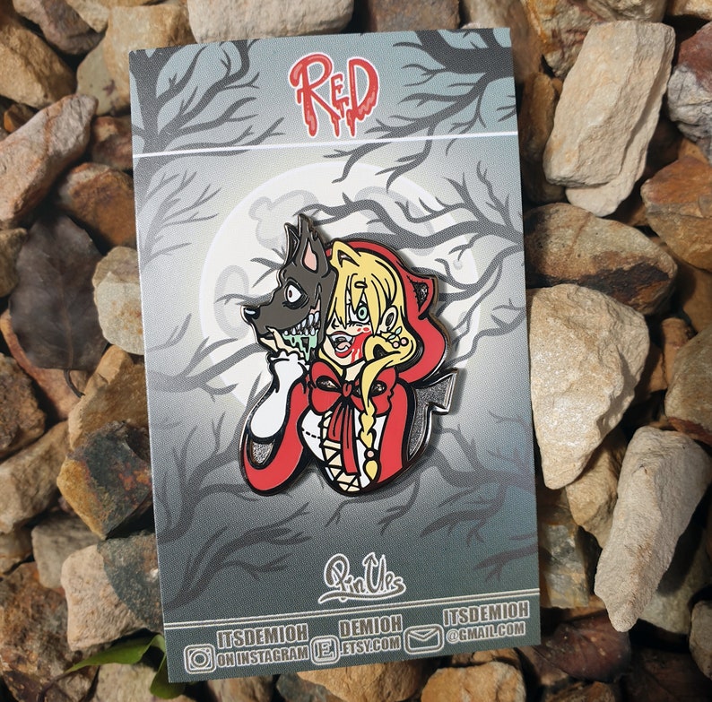 Red riding hood enamel pin hard enamel pin halloween pin | Etsy