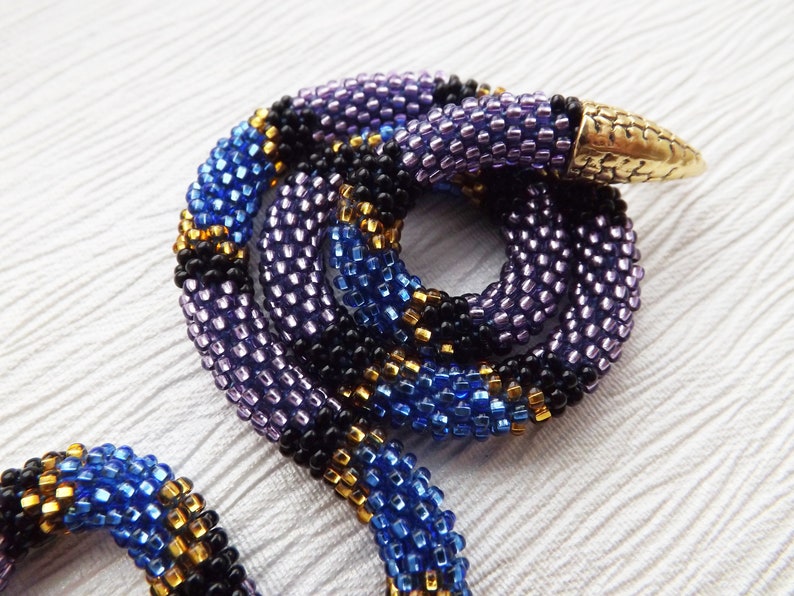 Serpent necklace Handmade jewelry Blue snake necklace | Etsy