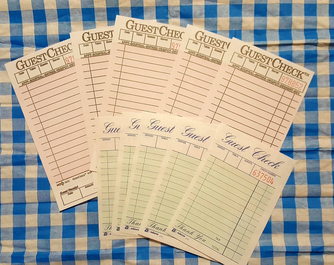 Guest check restaurant check order check dinner check | Etsy
