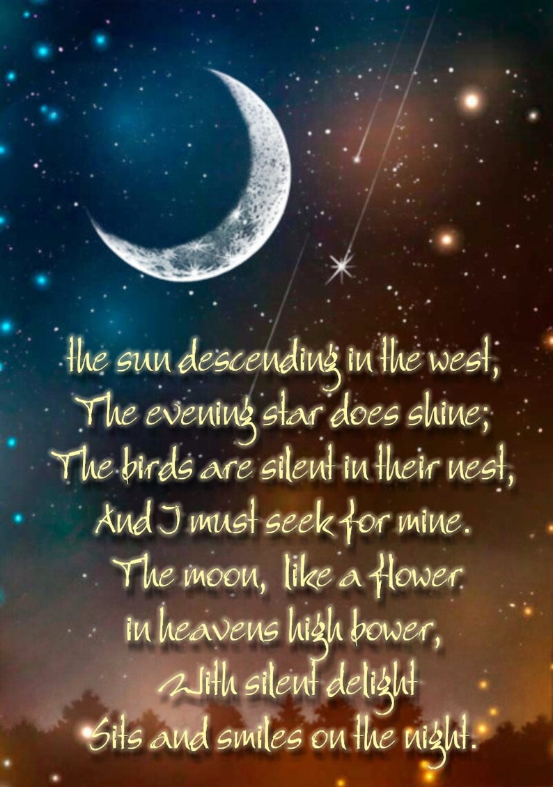 William Blake Poem With The Moon And Stars Digital Art | Etsy