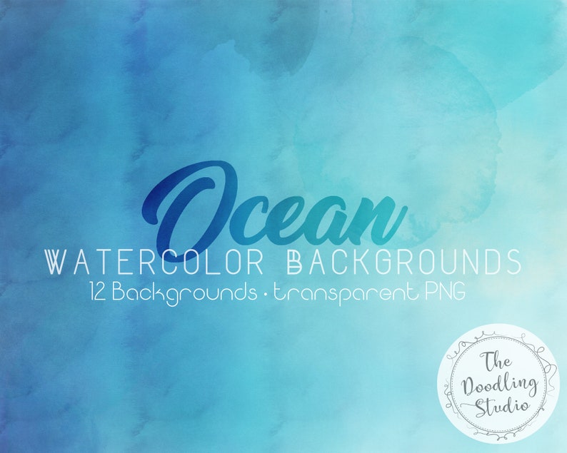 Ocean Watercolor Backgrounds 12 BACKGROUNDS Beach and sea | Etsy