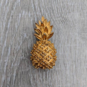 Warm Textured Gold Tone Pineapple Brooch | Etsy
