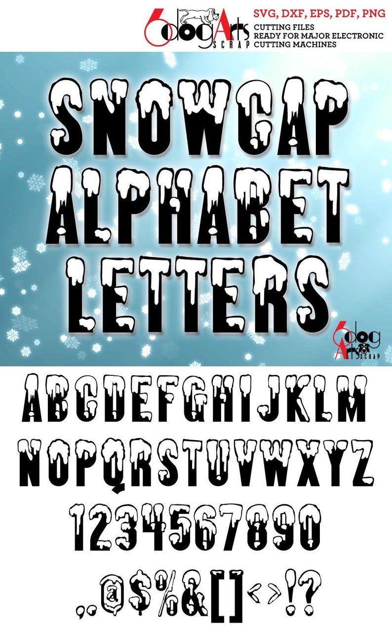 Snowcap Alphabet SVG DXF Vector Cut Files Monogram Cuttable | Etsy