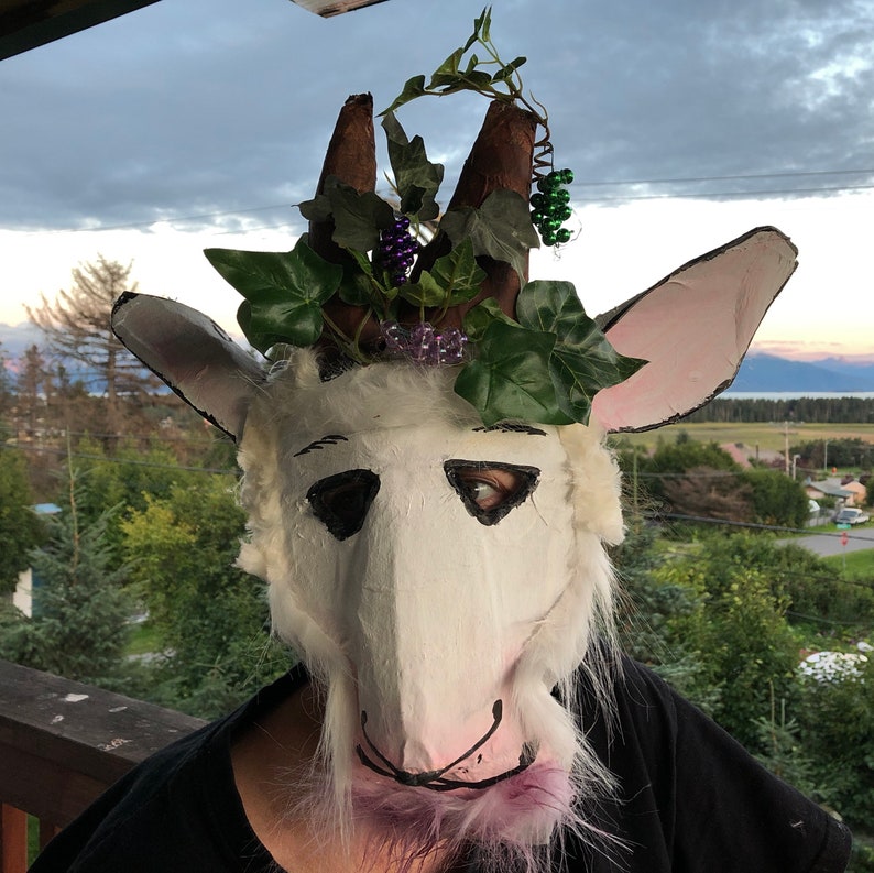 Goat Mask Satyr Cosplay Costume Pagan Wine God Pan Bacchus | Etsy
