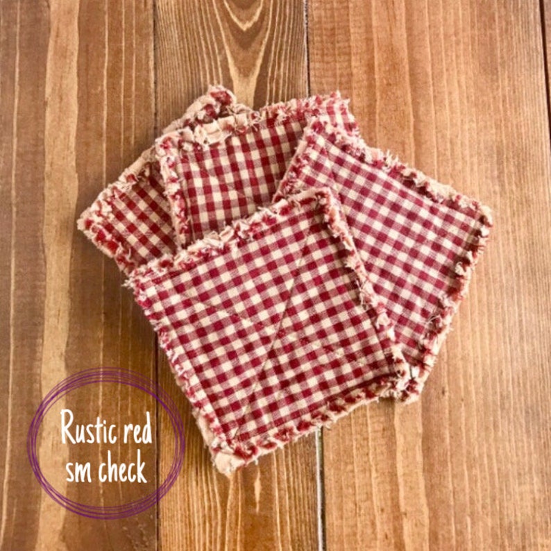 Primitive Rag Coasters set of 4 | Etsy