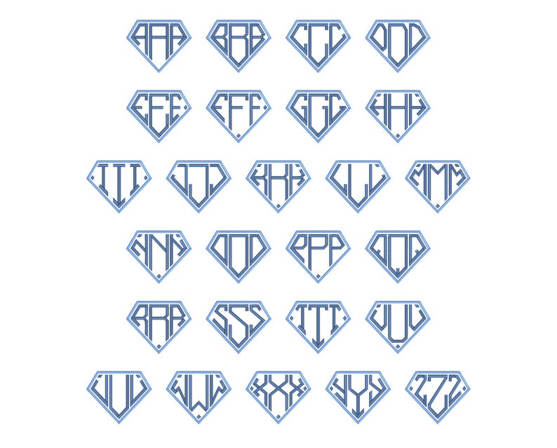 Diamond Monogram Embroidery Font Diamond Embroidery Monogram | Etsy