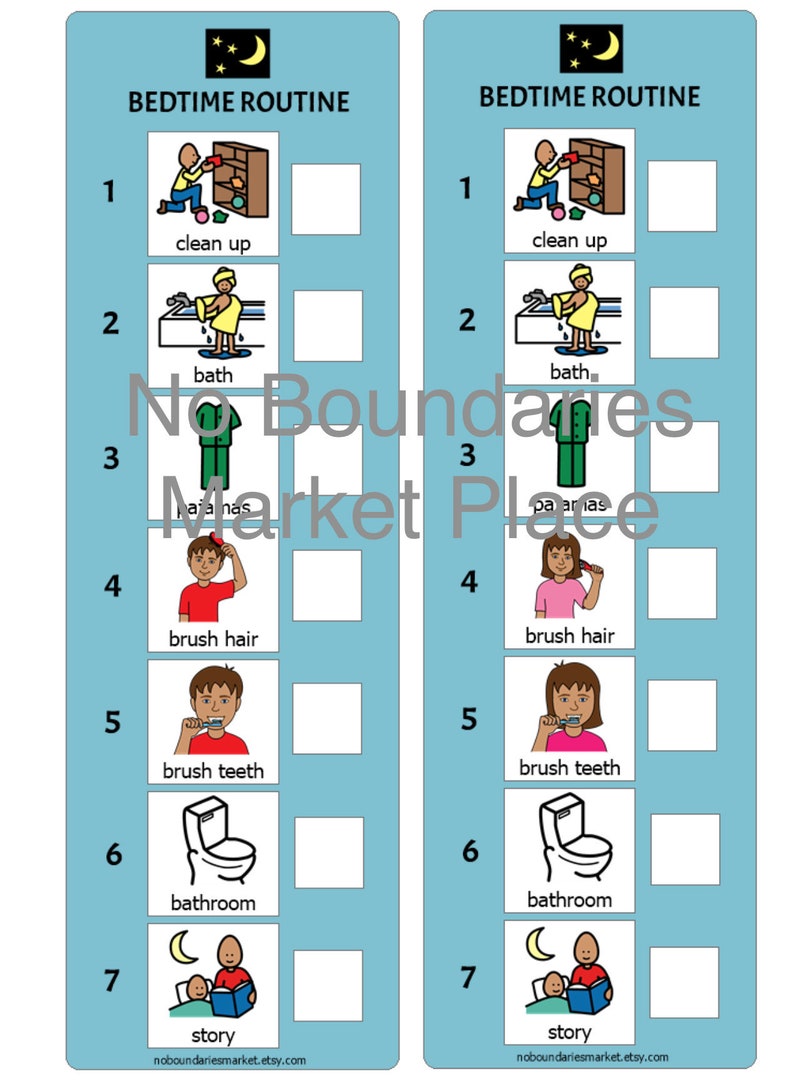 Bedtime Routine Bedtime Visual Schedule Bedtime Printable Etsy