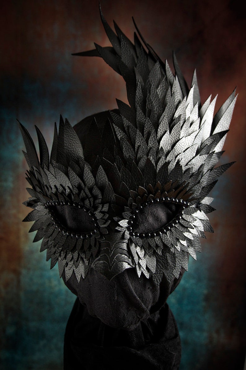 Black Asymmetrical Mask Masquerade Masks Women Leather Mask | Etsy