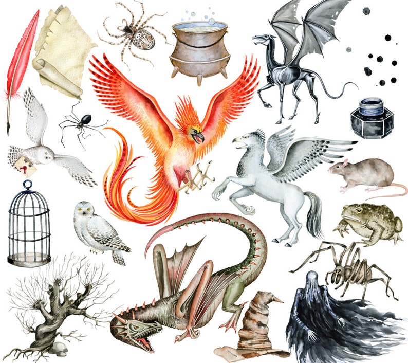 Magical CreaturesMagic School ClipartWizard | Etsy