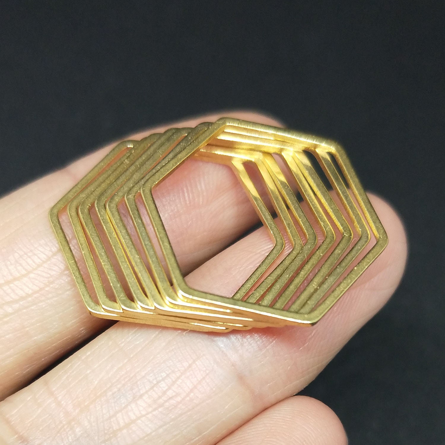 30pcs Stainless Steel Hexagon Connectors Gold Plated Hollow | Etsy