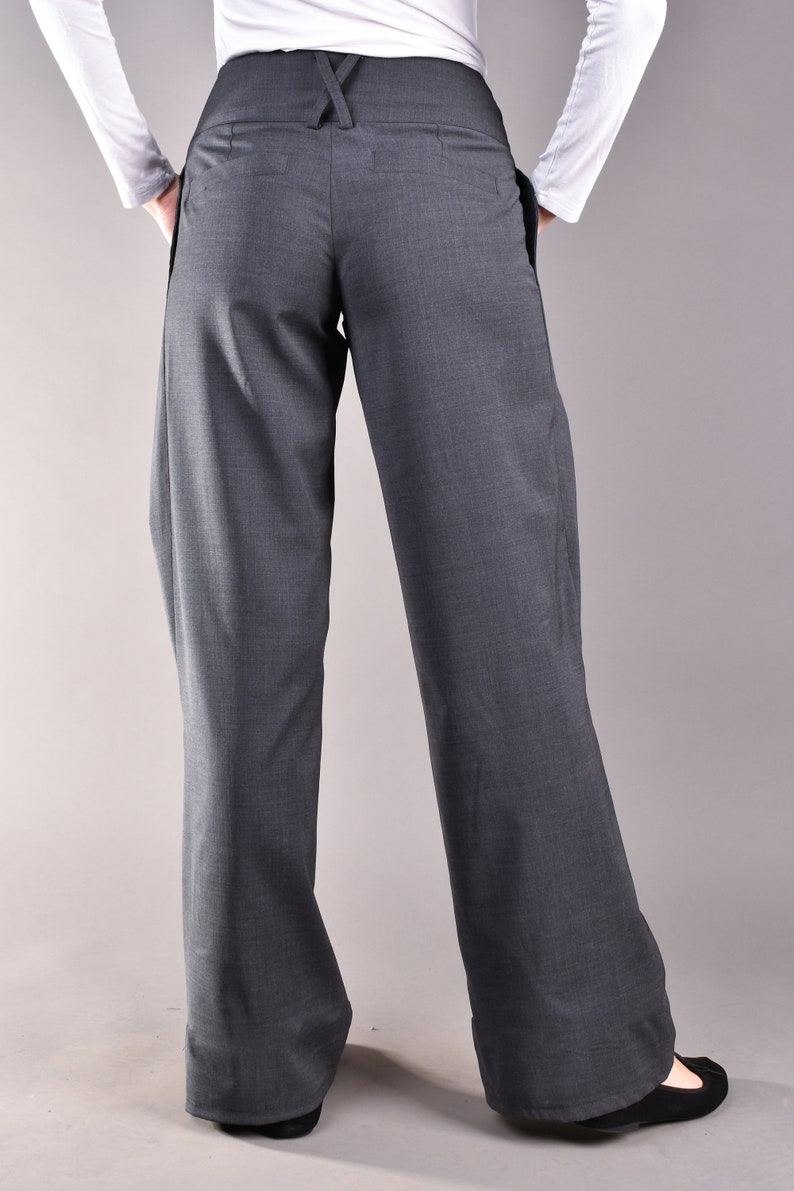 Wide Leg Trousers Loose Grey Pants Long Maxi Pants Casual | Etsy