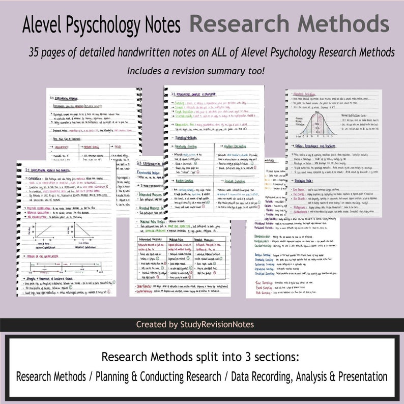 Psychology Research Methods Notes A Student | Etsy