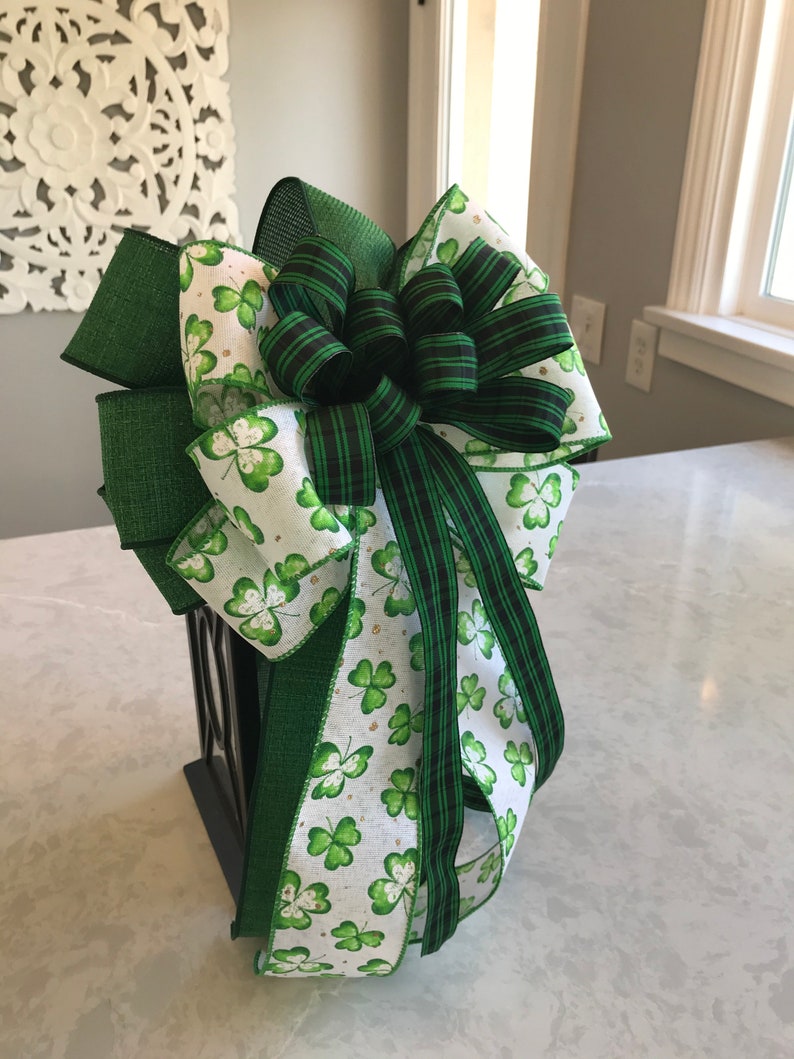 St Patricks Day Bow Shamrock Bow Burlap Bow St Patricks Day | Etsy