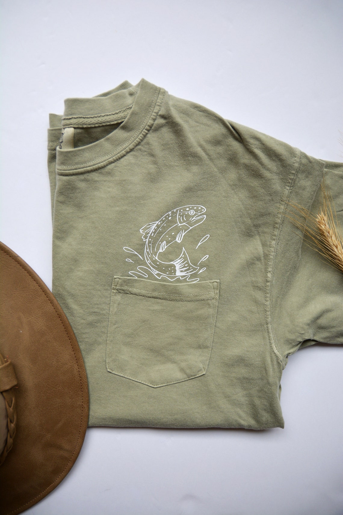 Fish Tshirt Trout Shirt Fly Fishing Shirt Pocket Tee | Etsy