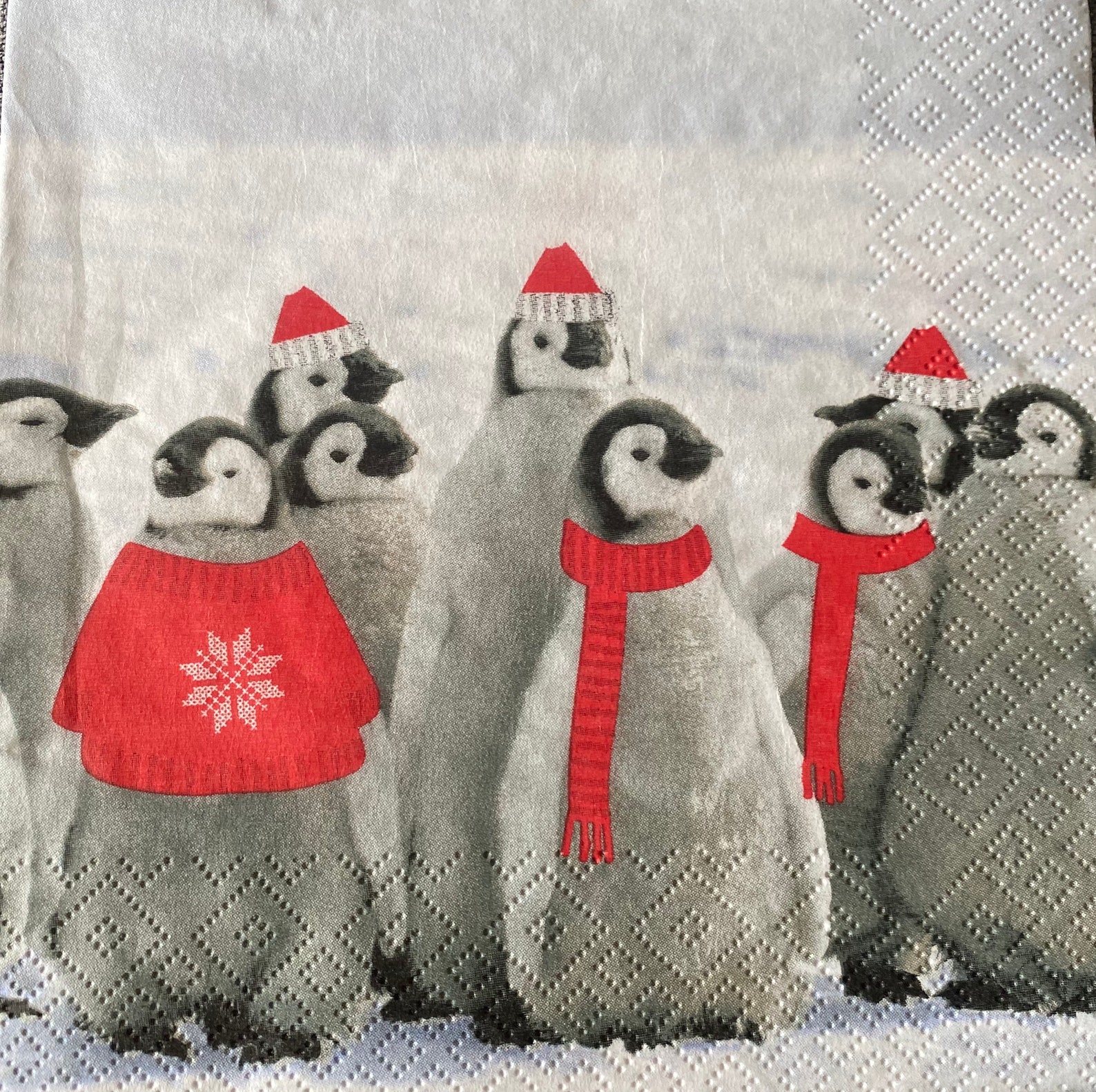 Christmas penguins paper napkin for decoupage or craft | Etsy
