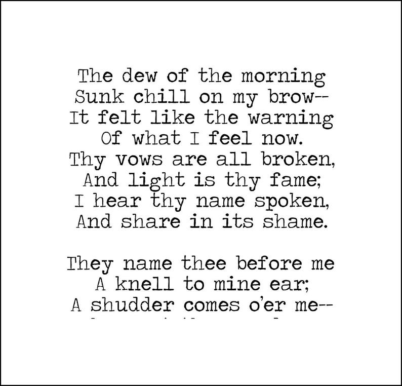 Lord Byron Printable Poem 'When We Two Parted' Instant | Etsy