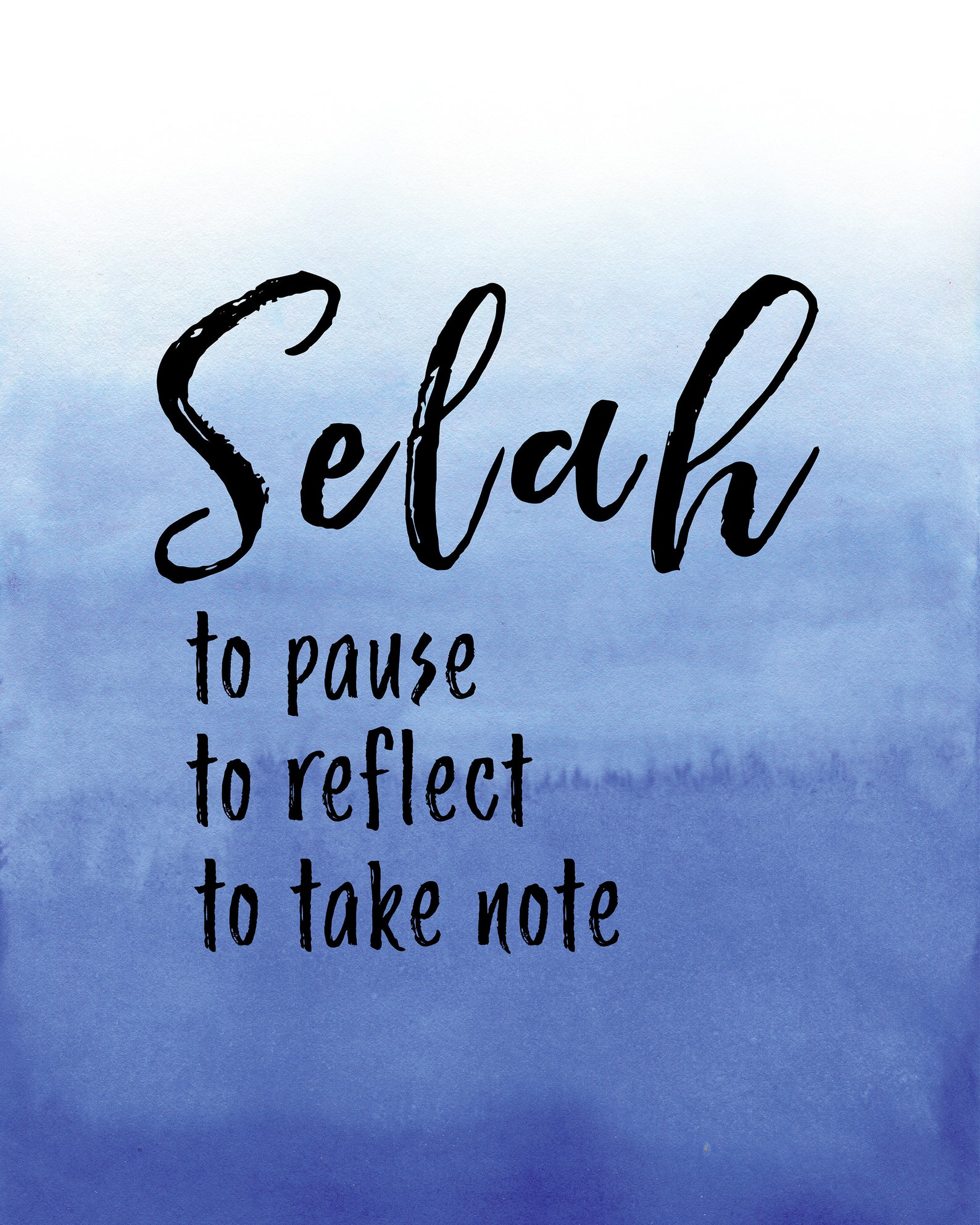 Selah Pause Reflect Take Note Christian Wall Art Blue | Etsy