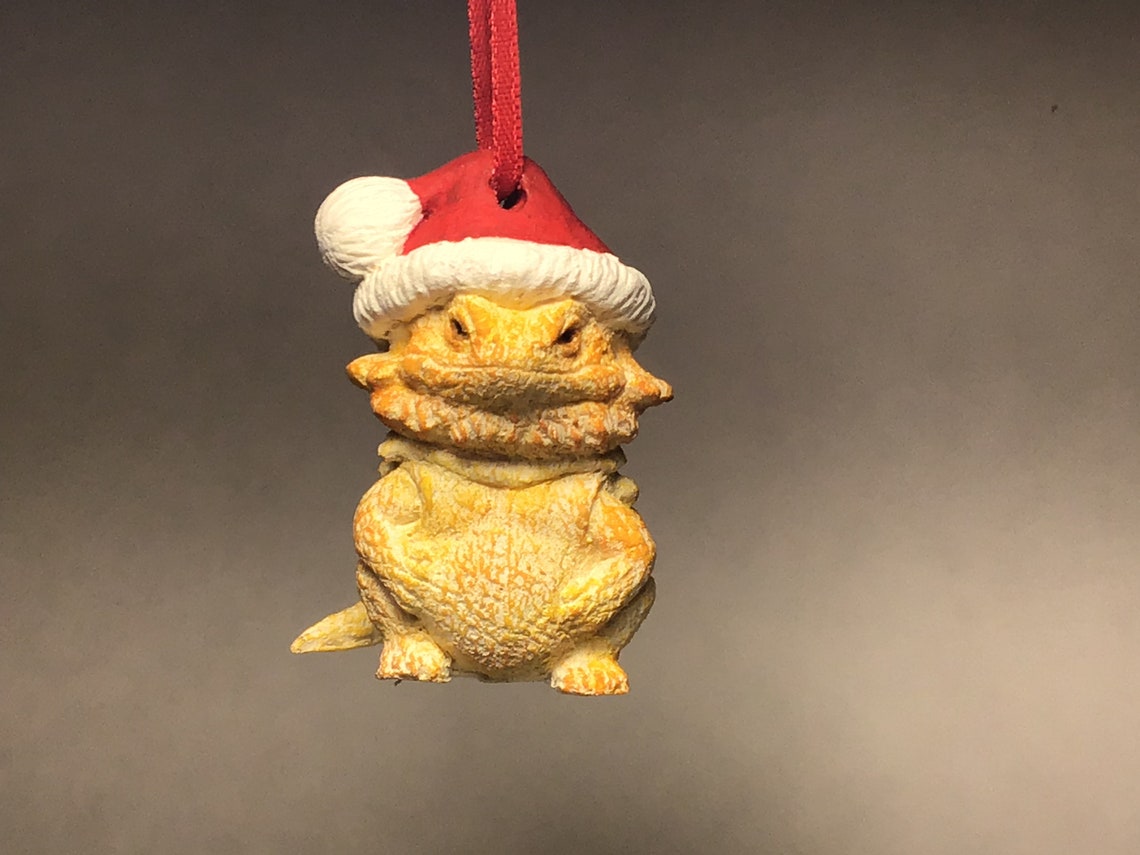New Bearded Dragon Christmas ornament Santa cute yellow finish | Etsy