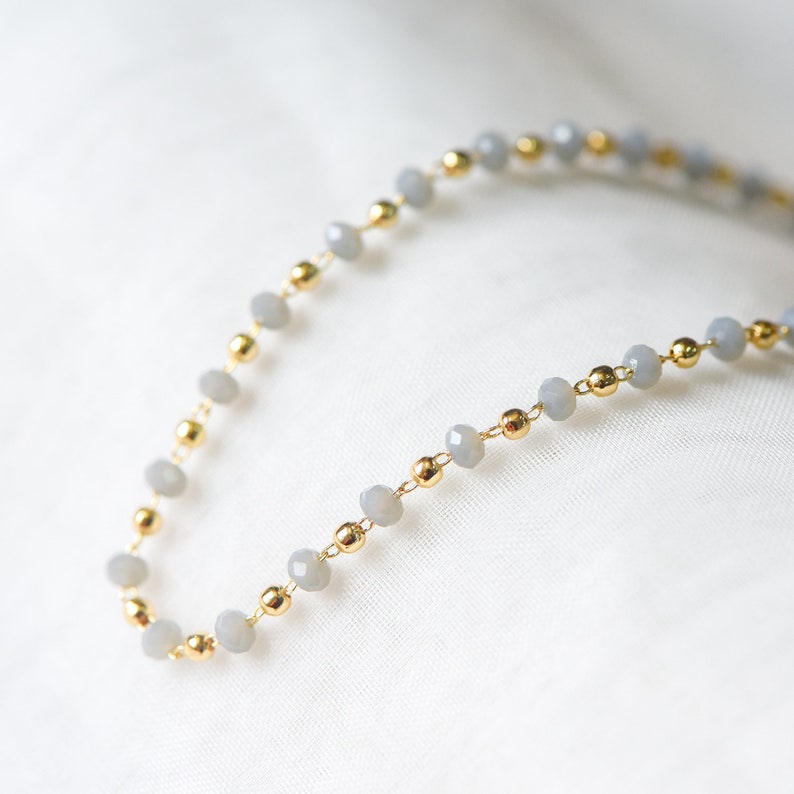 Gold Crystal Beaded Chains Gold plated Brass Cable Chain | Etsy