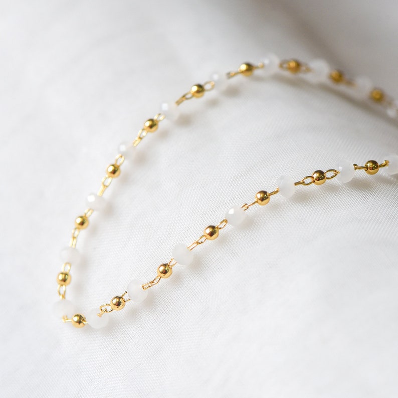 Gold Crystal Beaded Chains Gold plated Brass Cable Chain | Etsy