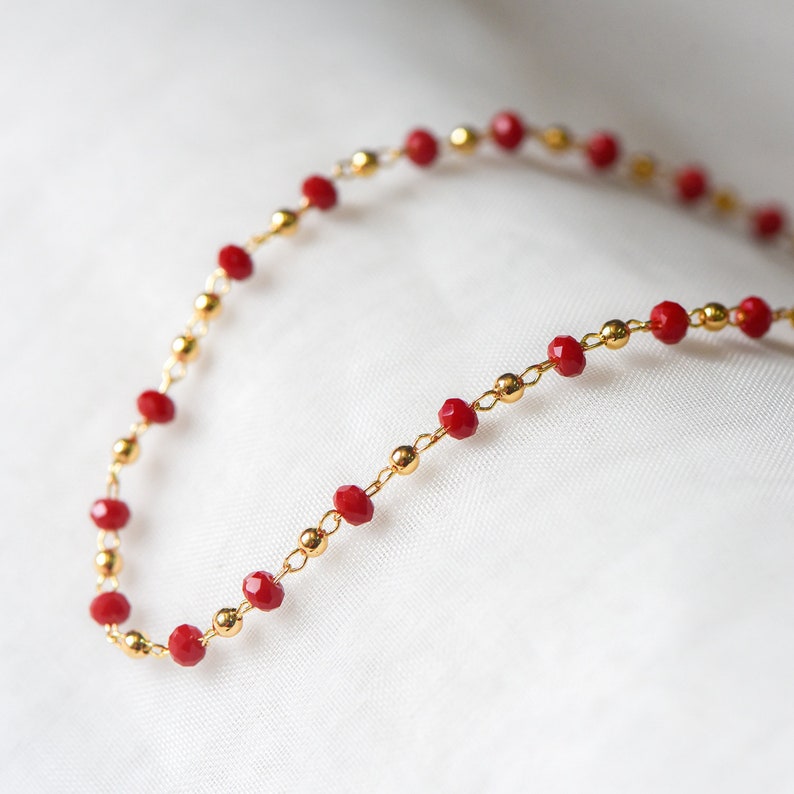 Gold Crystal Beaded Chains Gold plated Brass Cable Chain | Etsy