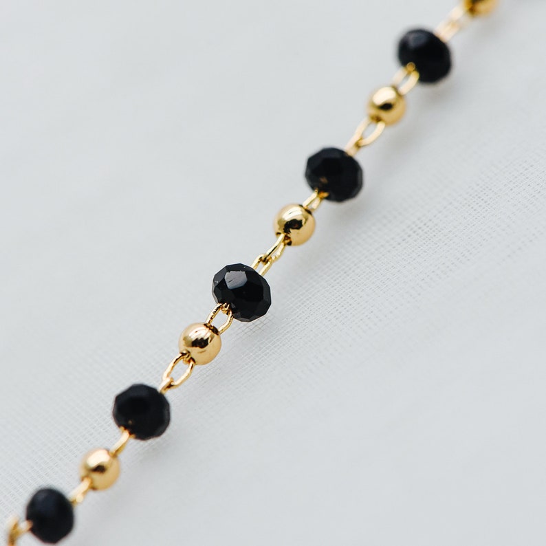 Gold Crystal Beaded Chains Gold plated Brass Cable Chain | Etsy