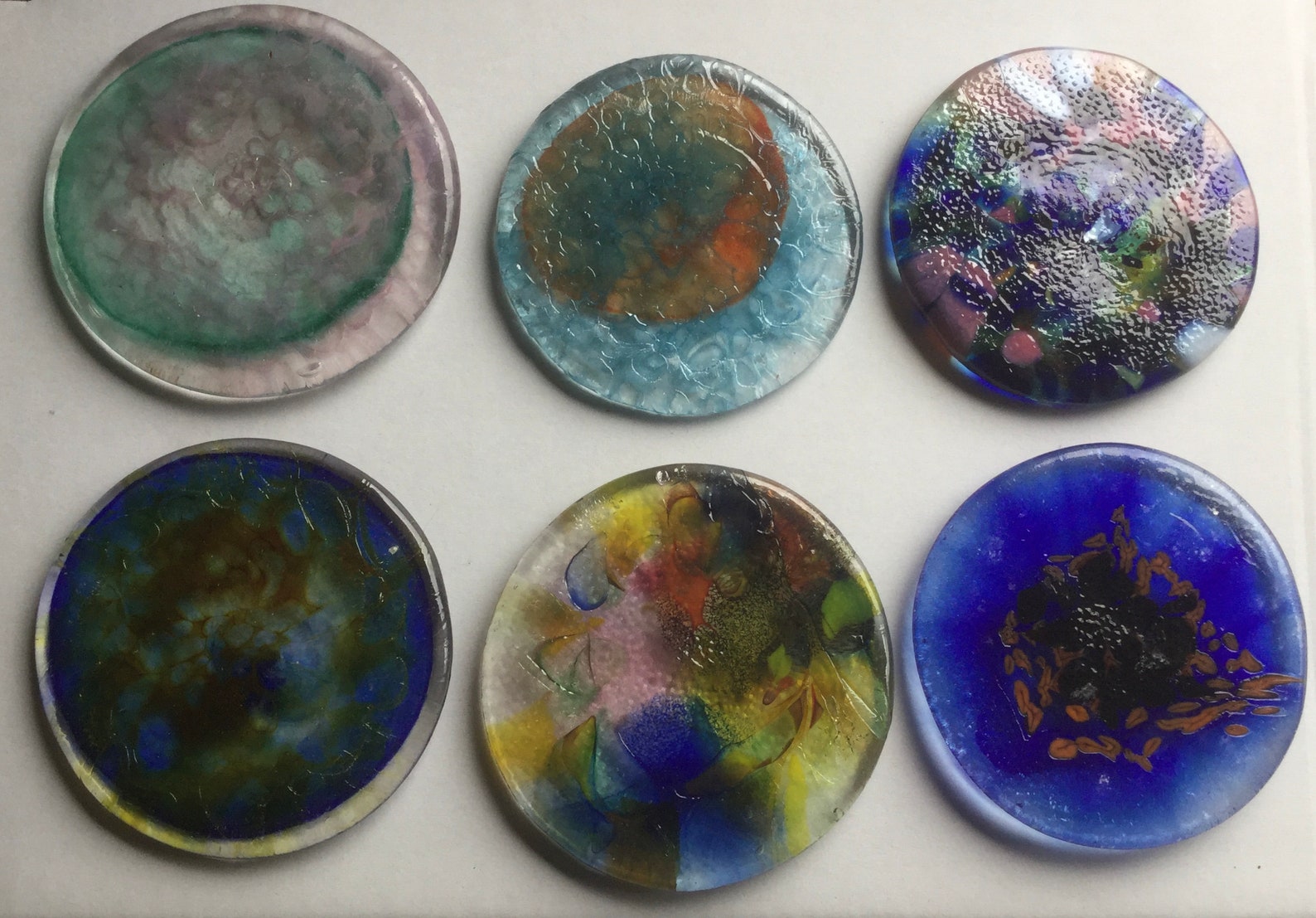 Handmade glass disk Rondel-like glass disk Stained glass | Etsy