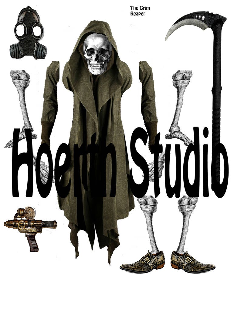 Halloween printable Grim Reaper paper puppet articulated paper | Etsy