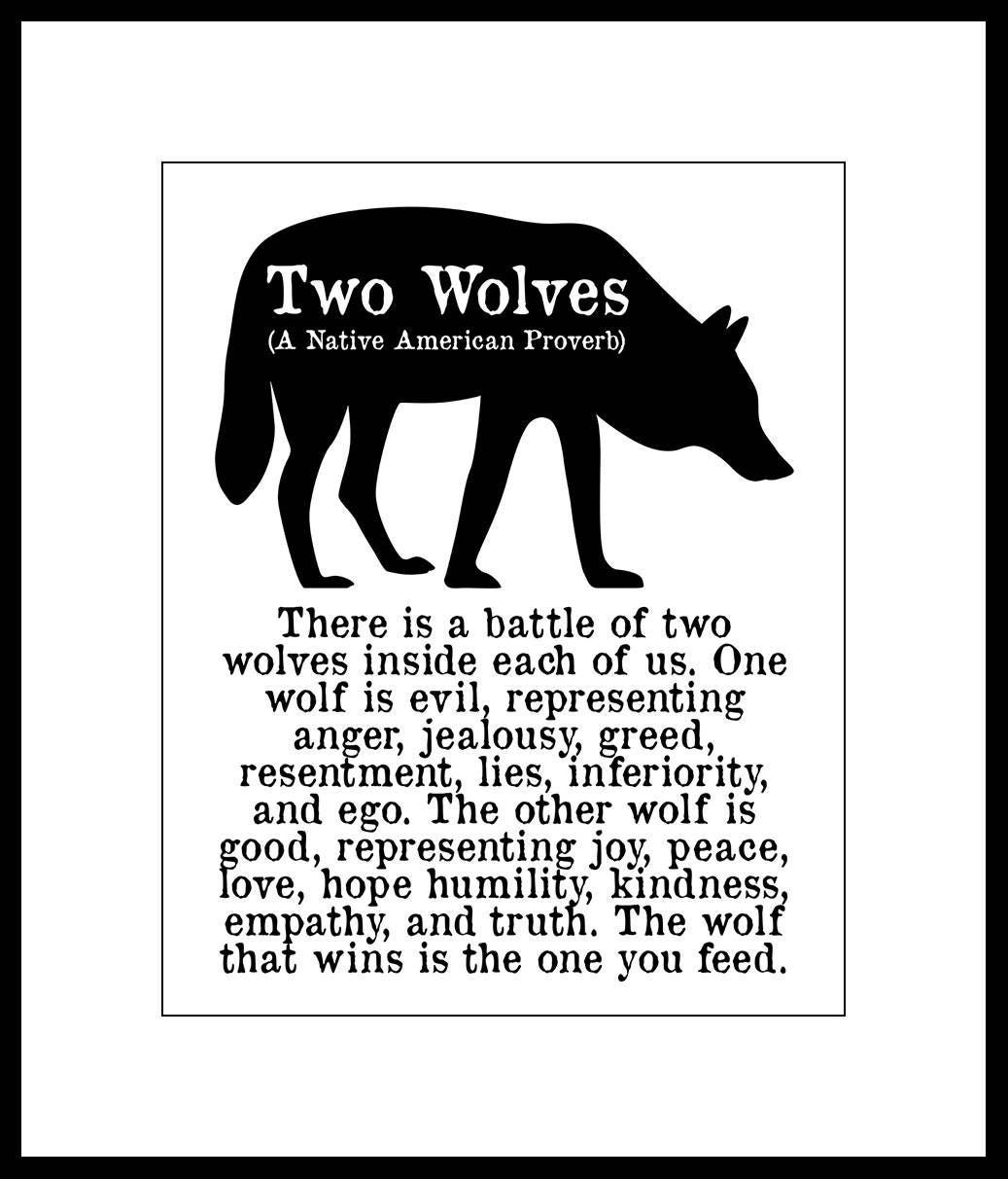 Native American Quote Two Wolves Silhouette Tribal | Etsy