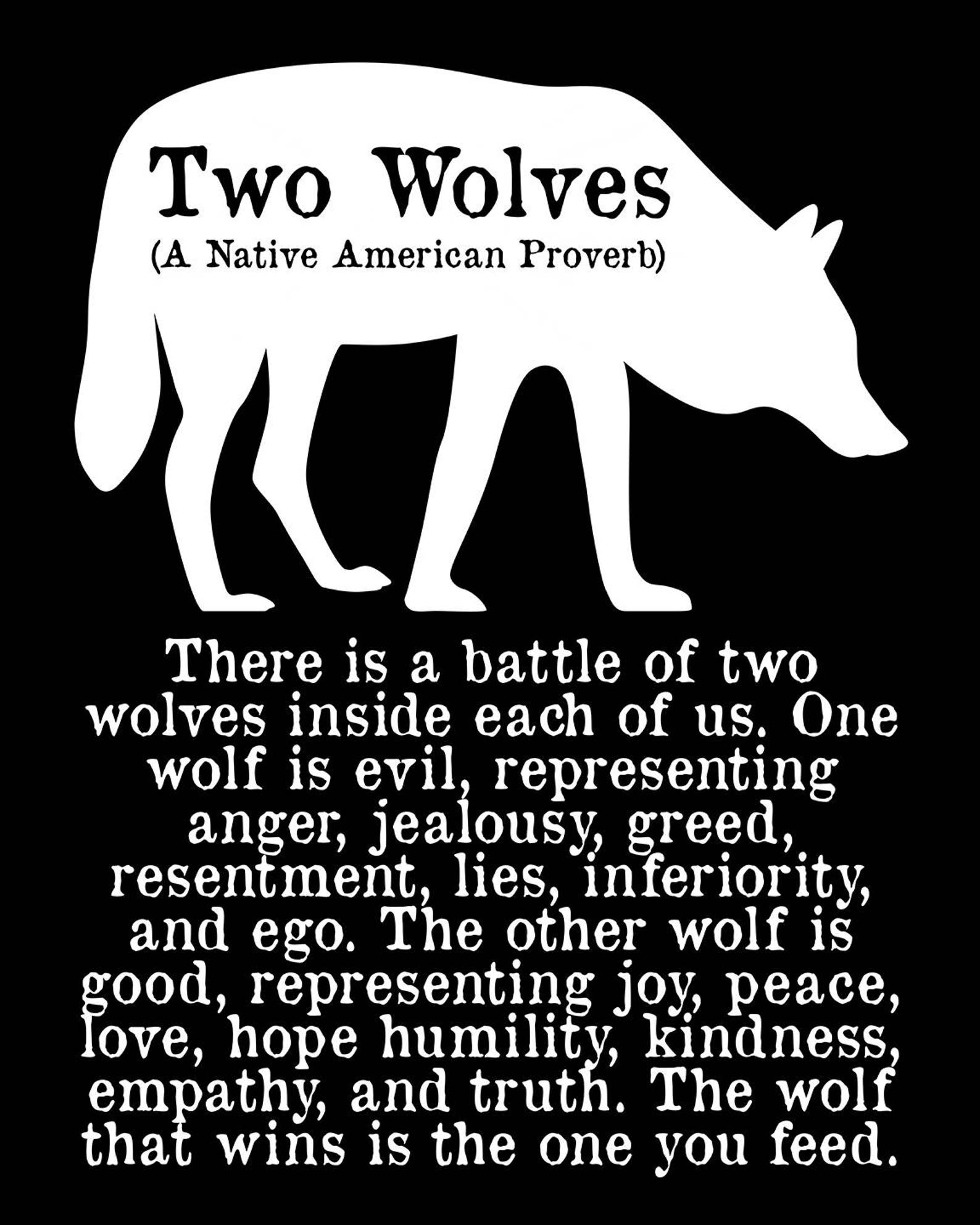 Native American Quote Two Wolves Silhouette Tribal | Etsy