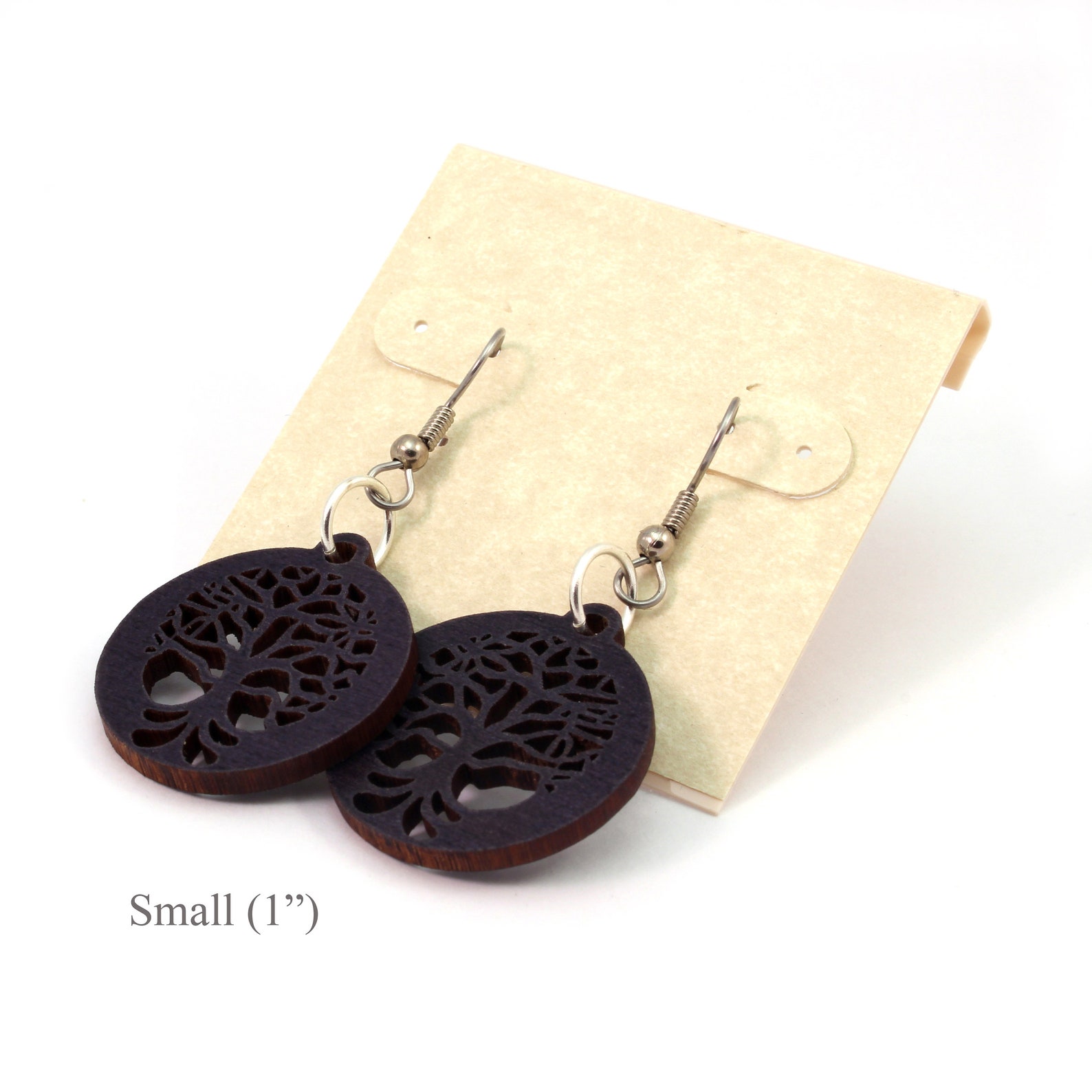 Tree of Life Sustainable Wooden Earrings in Oak 3 Sizes | Etsy