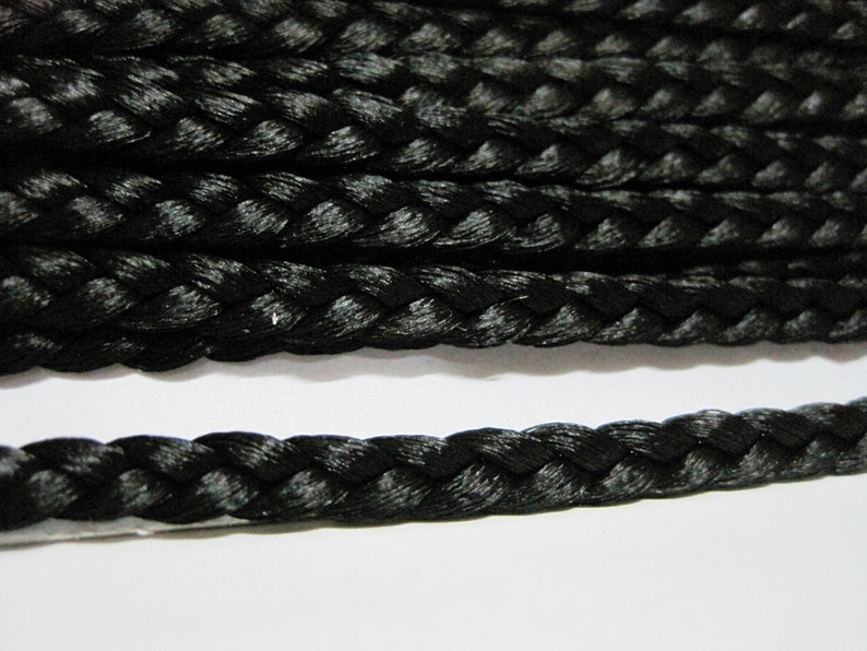 5 Yards 1/4 Black Braided Cord flat cord Flat Braided | Etsy