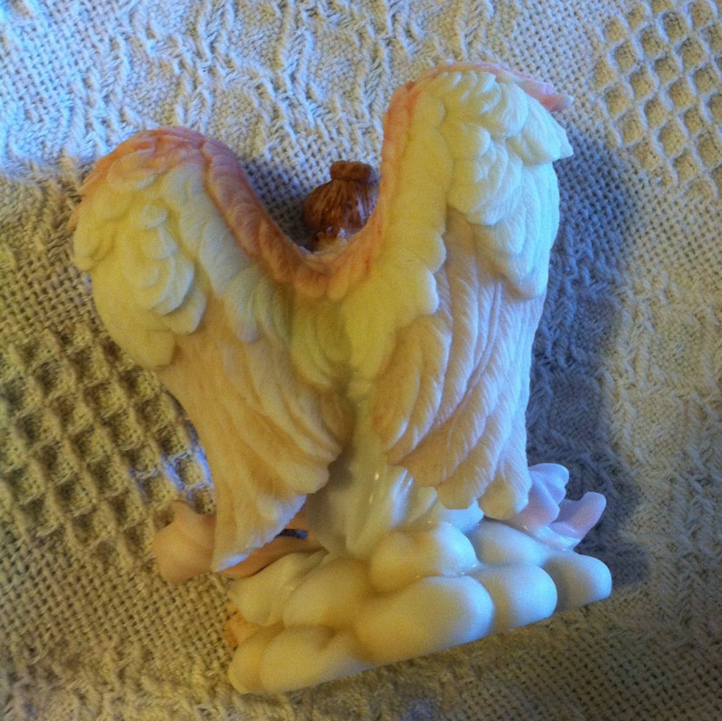 Angel Statue Large Vintage Resin Angel Figurine Pink White | Etsy