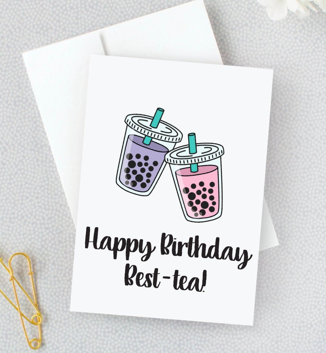 Bubble Tea Besties Birthday Ccard Boba Best Teas Card Card | Etsy