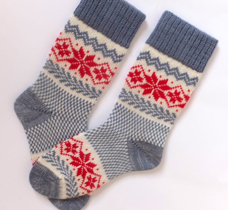 Wool socks Scandinavian patterns. Women and men wool socks. | Etsy