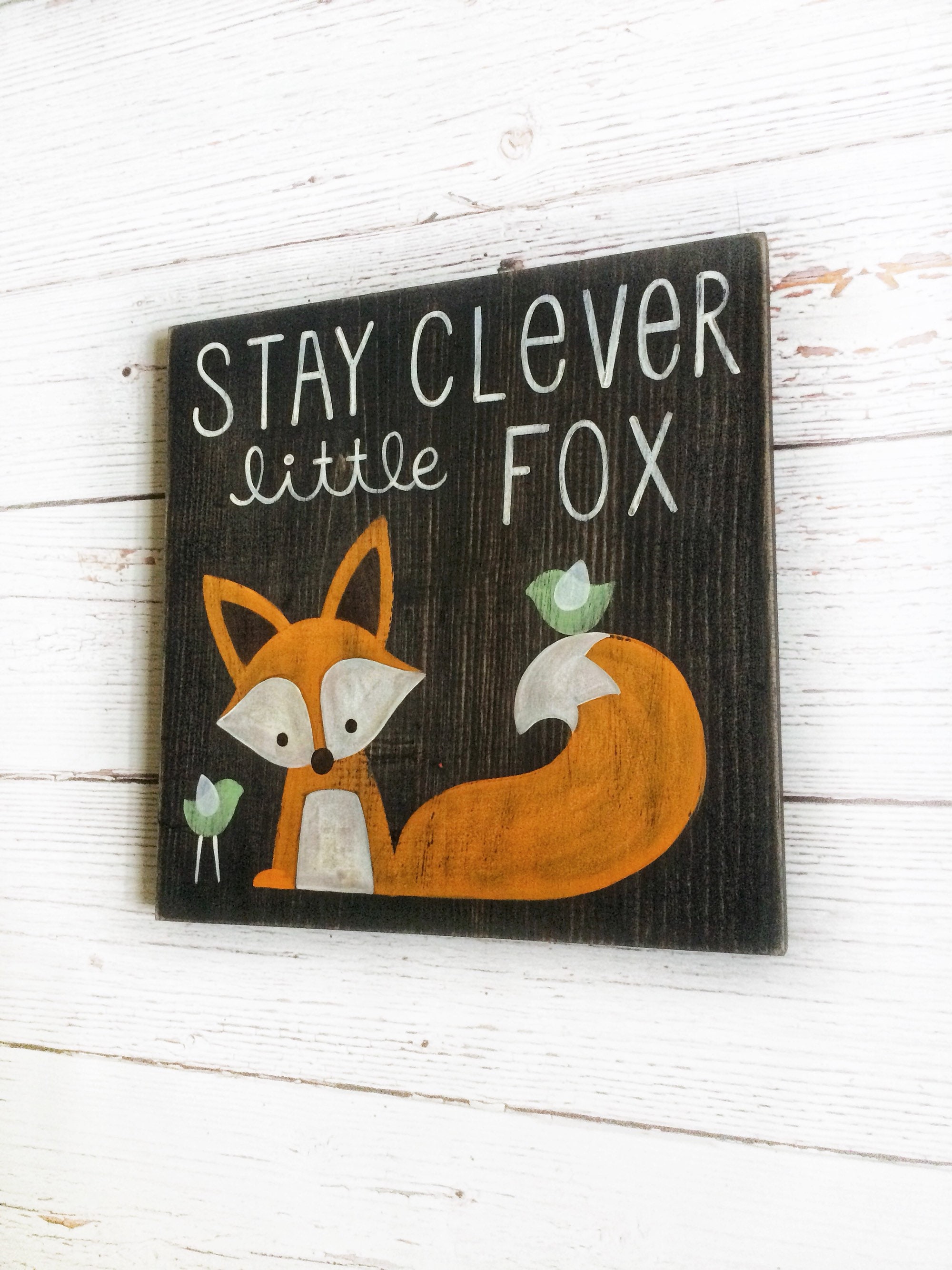 Stay Clever Little Fox Decor Woodland Creatures Nursery Wall | Etsy