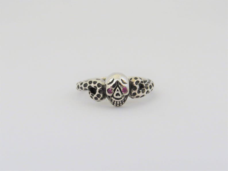 Vintage Sterling Silver Red Ruby Skull Ring Size 8 | Etsy