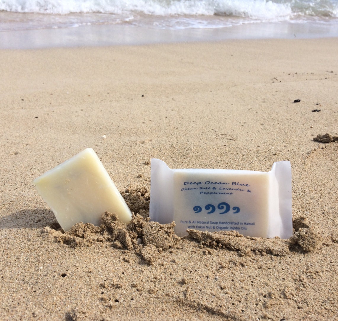 Deep Ocean Blue Soap with Hawaiian Ocean Salt Peppermint & | Etsy
