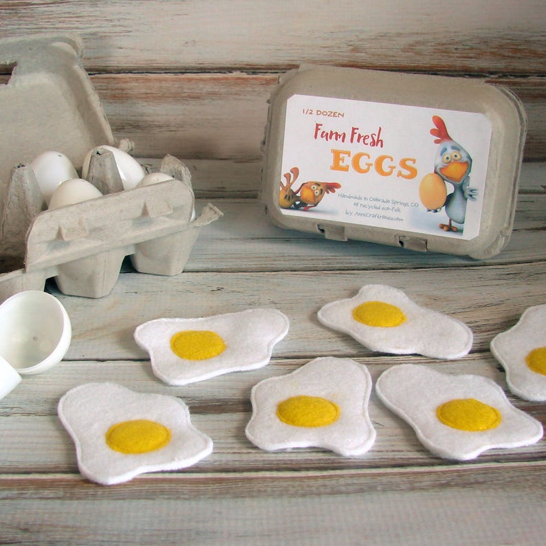 Pretend Eggs Play Food Crackable Eggs Felt Food Breakfast | Etsy