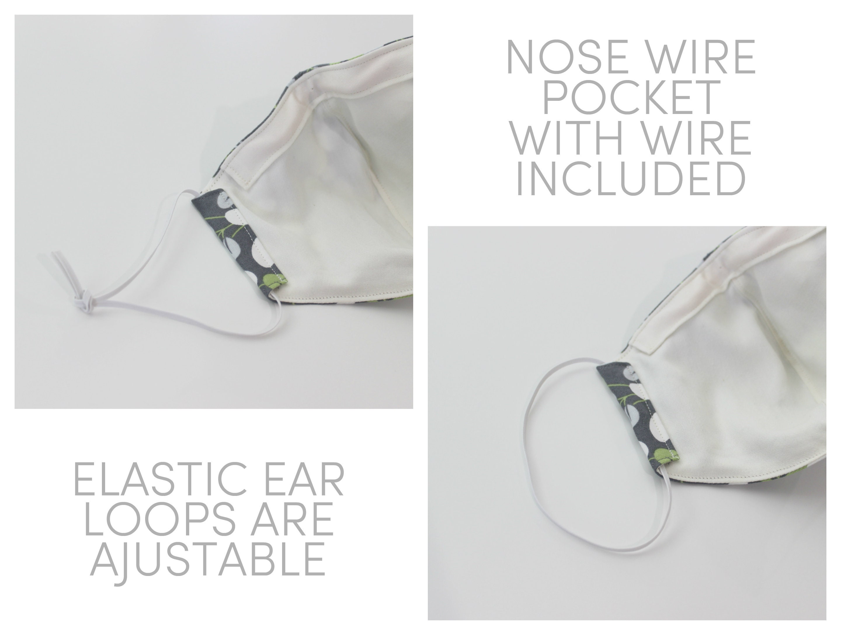 Face Mask with Nose Wire Machine Washable 100% Cotton Adult | Etsy