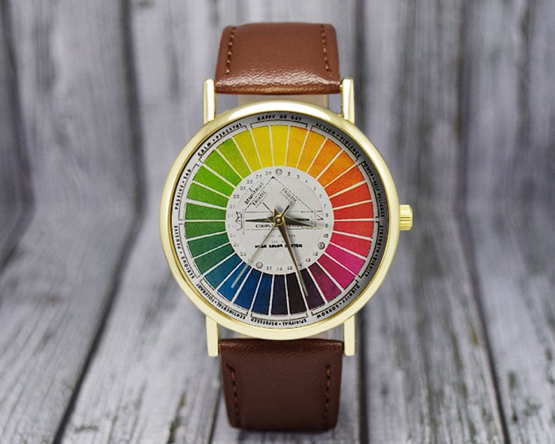 Vintage Color Wheel Art Leather Watch Women's / | Etsy