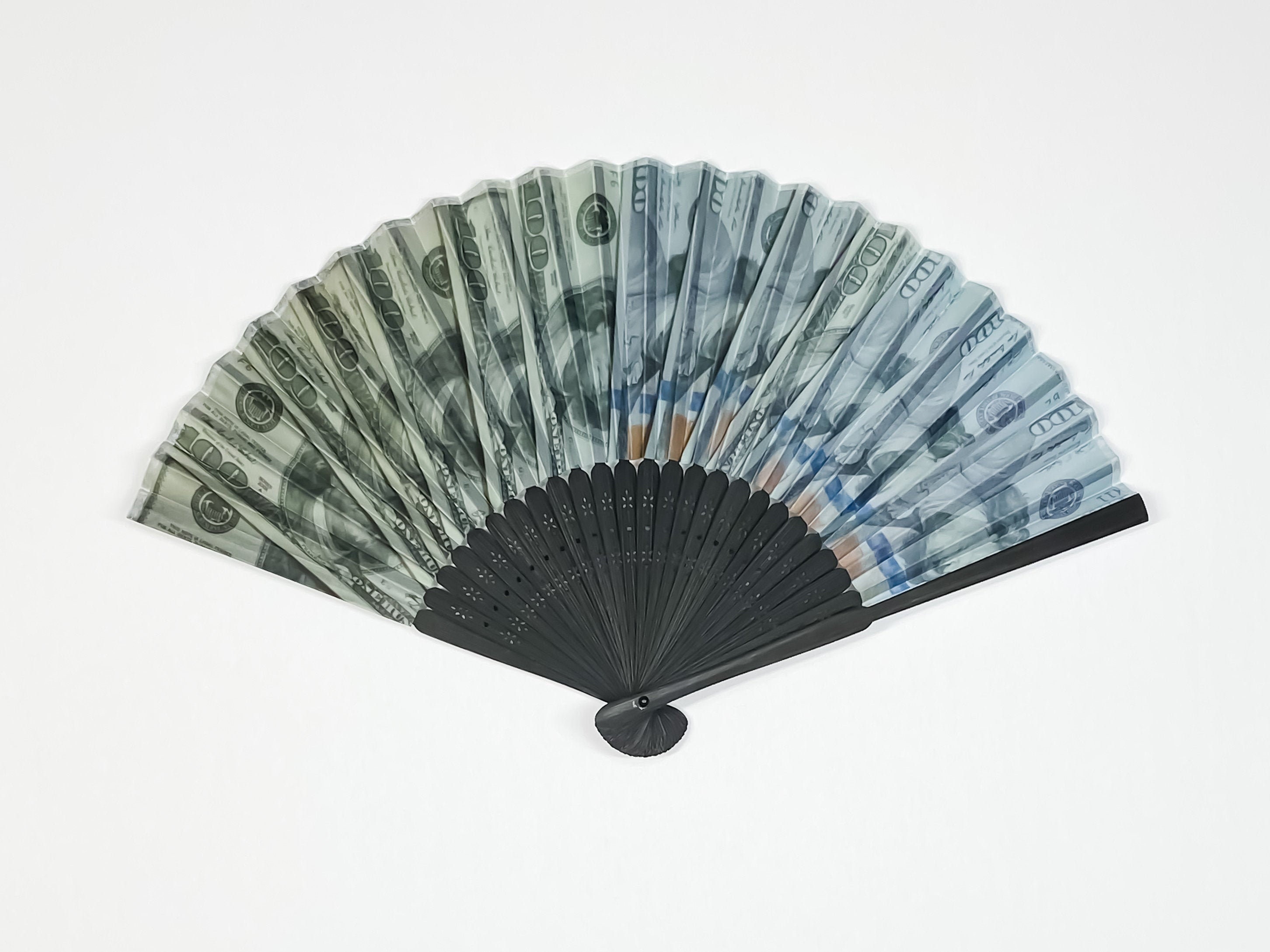 Hundred Dollar Bill Hand Fan Black Handle | Etsy