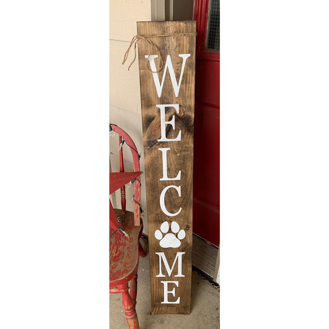 Welcome Paw print Porch sign Dog paw print | Etsy