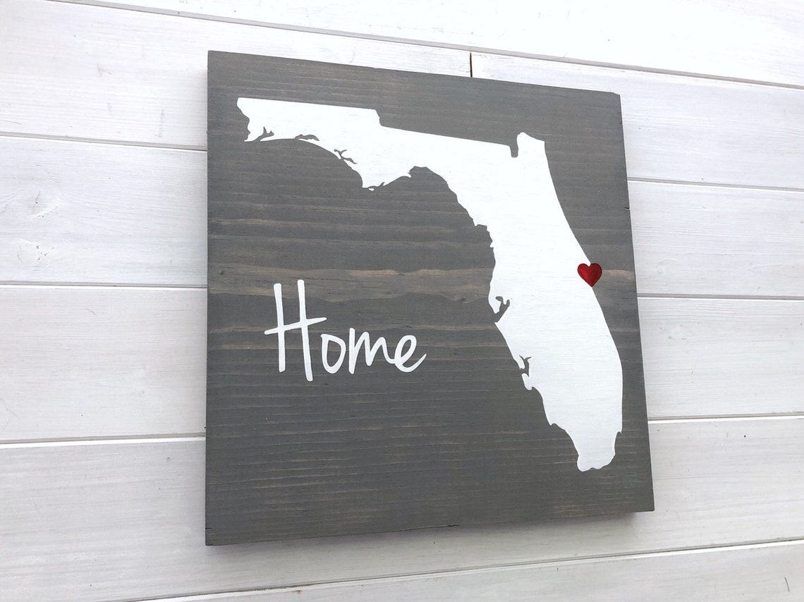 Florida Home Sign Florida map Florida Sign Custom Sign | Etsy